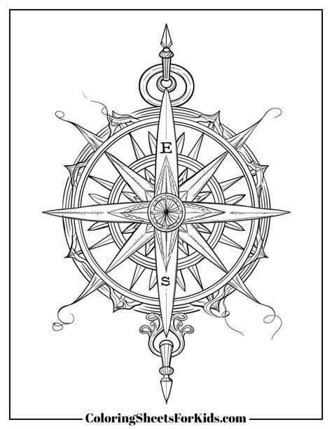 Free Compass Printable Download 6tp5ejknc Compass Colouring Page