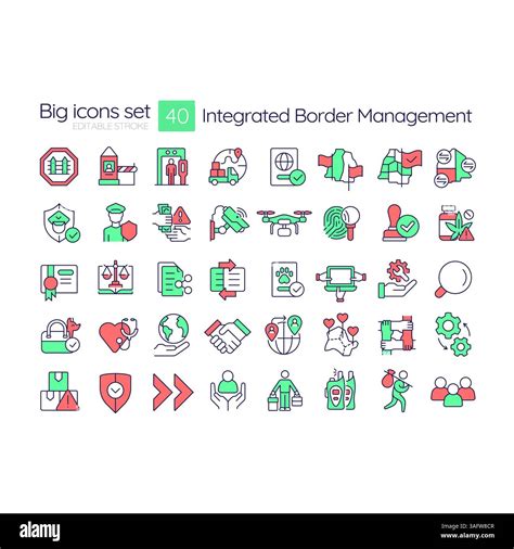 Integrated Border Management Line Color Icons Set Stock Vector Image And Art Alamy