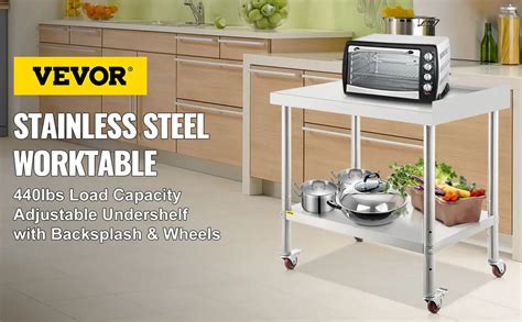 Vevor Stainless Steel Prep Table 24 X 15 X 35 Inch 440lbs Load