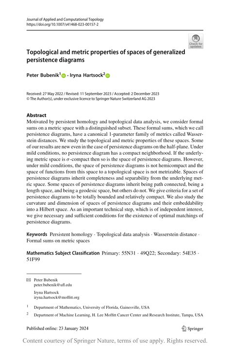 Topological And Metric Properties Of Spaces Of Generalized Persistence Diagrams