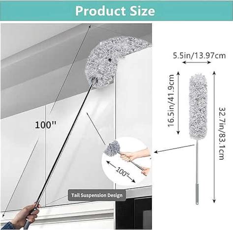 Extendable Feather Duster Bendable Microfiber Long Handled Duster