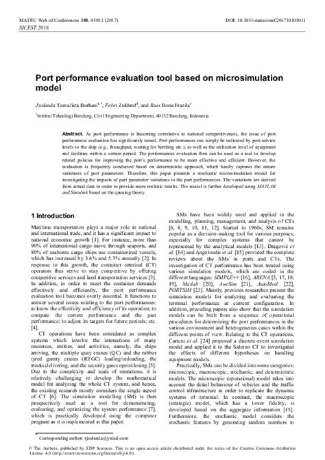 Pdf Port Performance Evaluation Tool Based On Microsimulation Model