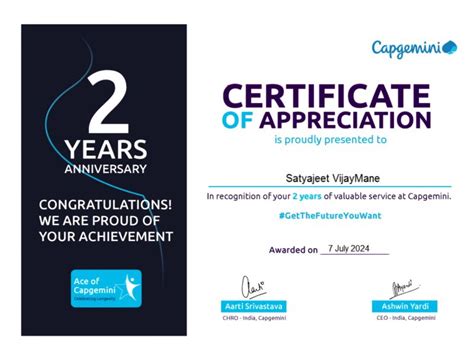 Satyajeet Mane On Linkedin 2yearsanniversary Capgemini Workexperiance