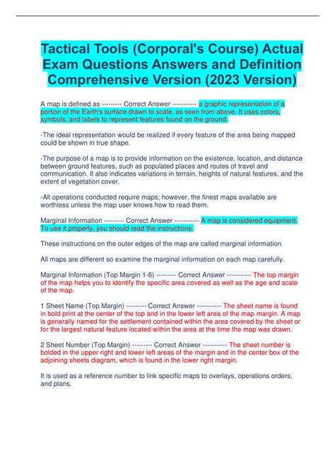 Tactical Tools Corporals Course Actual Exam Questions Answers And
