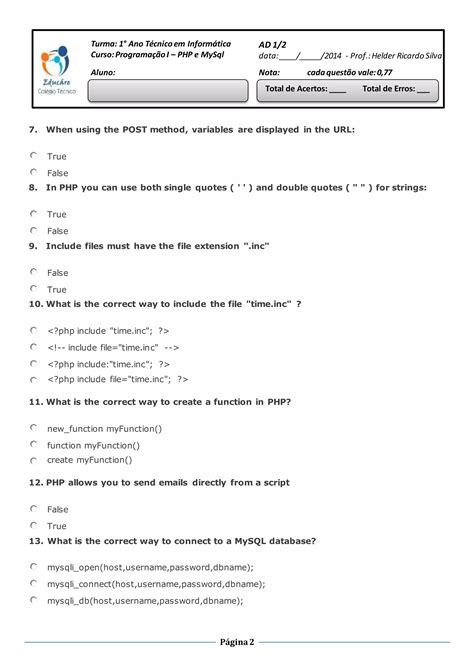 Avaliação Ad1 De Php E Mysql Pdf