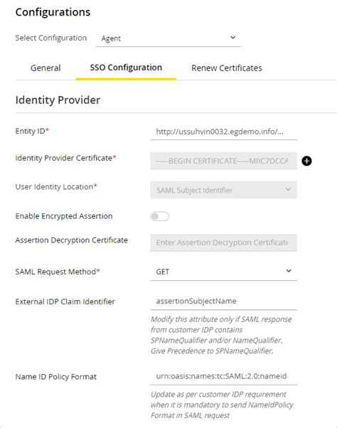 configuring single sign on for saml 2 0 systems