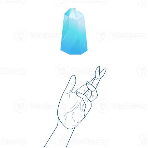 Celestial Mystical Line Hands With Blue Gradient Quartz Crystal