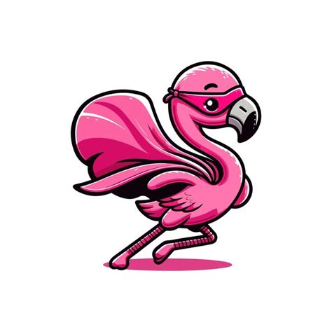 Premium Vector Cartoon Cute Flamingo Hero Icon Character Vector