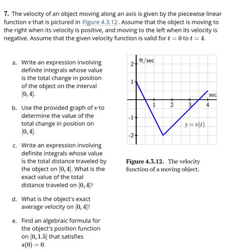 Solved The Velocity Of An Object Moving Along An Axis Is Chegg