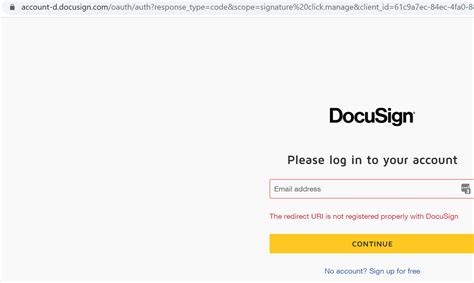 Docusignapi Python Docusign Api Receiving Redirect Uri Error On The