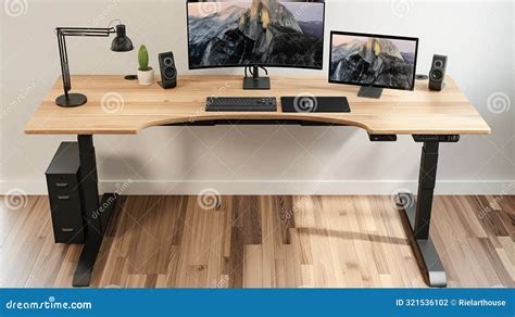 Ergonomic Computer Desk Setups With Multiple Screen Stock Illustration Illustration Of Screen