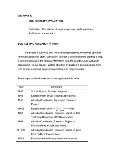 LECTURE SOIL FERTILITY EVALUATION Calibration TNAU
