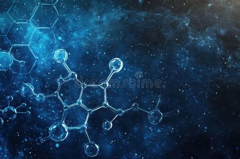 Molecular Structures Illuminated In A Blue Cosmic Background At Night