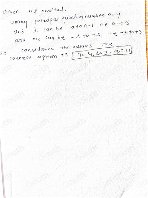 Solved Identify The Correct Values For A 4f Orbital N 3 L 2 M L 1 N