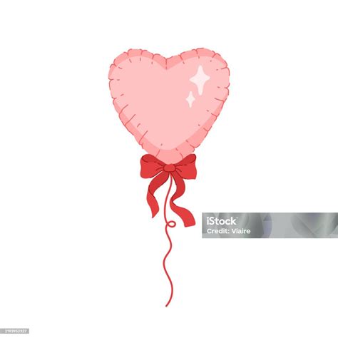 빨간 귀여운 리본 활과 함께 하트 모양의 축제 풍선 사랑의 상징 결혼식이나 생일 발렌타인 데이를 위한 파티 장식 장식용 헬륨 풍선 플랫 아트의 클립아트 2월에 대한 스톡
