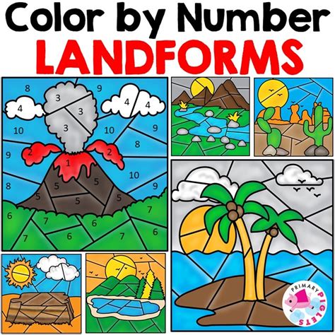 Color By Number Landforms Coloring Made By Teachers