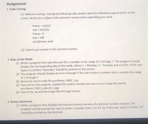 Solved Assignment I Code Tracing 1 Without Running