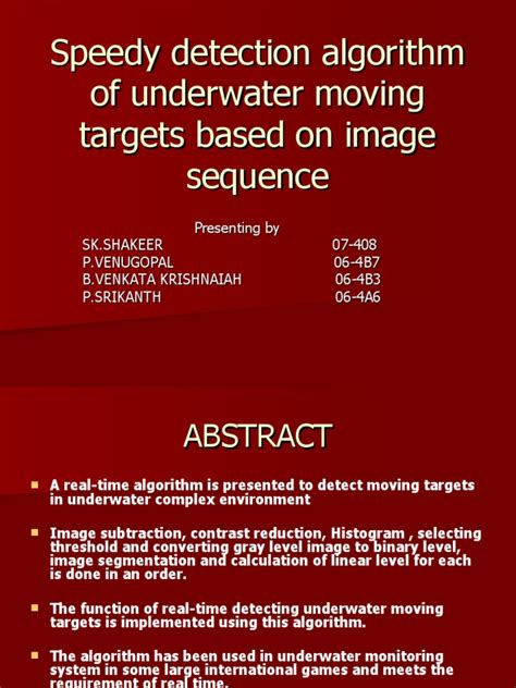 speedy detection algorithm of underwater moving pdf image