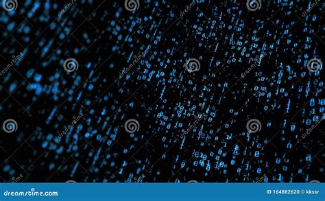 3d Rendering Of Blur Binary Data Background In Blue Color Tone Depth Of Field Effect Applied