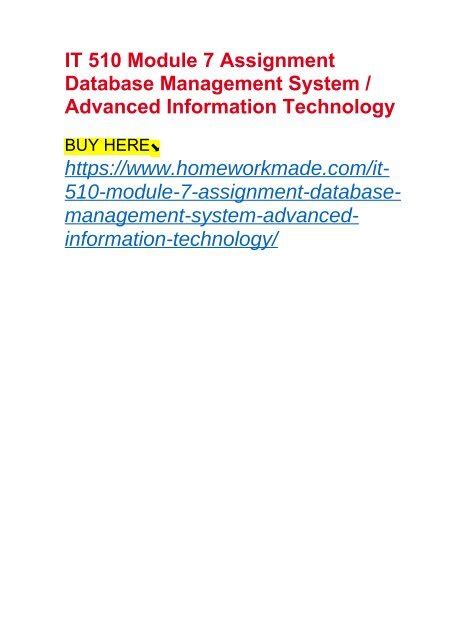 It 510 Module 7 Assignment Database Management System Advanced