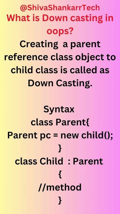 What Is Down Casting In Oopsshivashankartech Oops Dotnet Java
