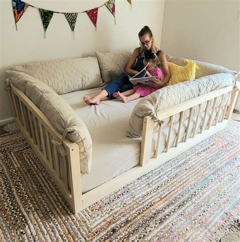 Montessori Floor Bed With Rails Twin Full Or Queen Floor Bed Etsy In