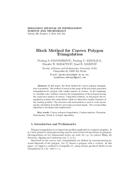 Pdf Block Method For Convex Polygon Triangulation