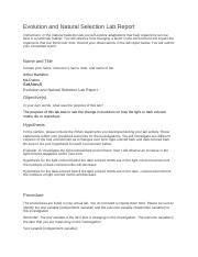 Understanding Evolution And Natural Selection Through Lab Report Course Hero