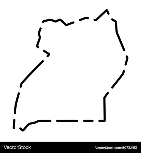 Uganda Simplified Broken Outline Map Royalty Free Vector