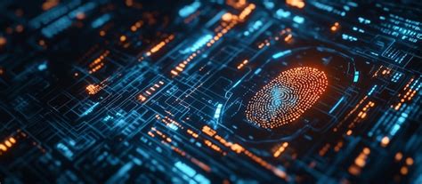 Futuristic Digital Fingerprint On Circuit Board Hightech Security And Identification Concept