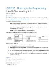 Lab1 Pdf CST8132 Object Oriented Programming Lab 1 Start Creating Solids Due End Of Week
