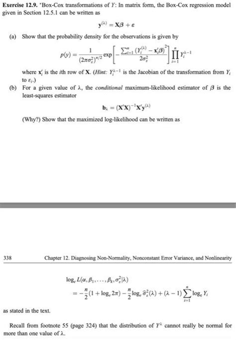 Exercise 129 Box Cox Transformations Of Y In