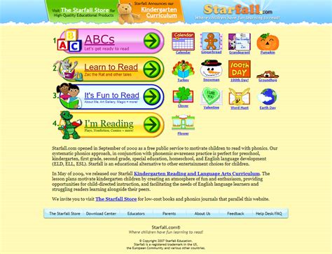 Starfall In 2009 Web Design Museum