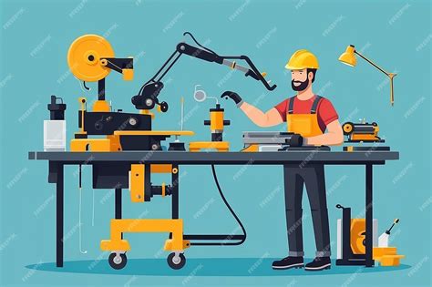 Flat Style Vector Assembler Character Illustration Premium Ai Generated Image