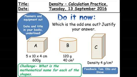 Density Calculation Practice By Mr B Physics Tpt