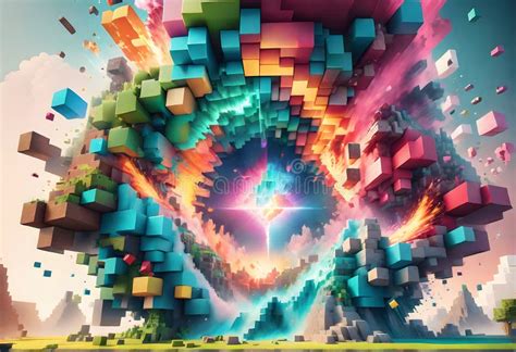 Exploding Minecraft Colorful Cubes Paint And Splashes Minecraft Colorful Blocks Minecraft