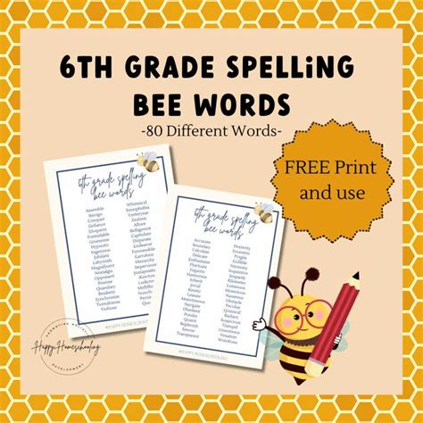 6th Grade Spelling Bee Words Happy Homeschooling