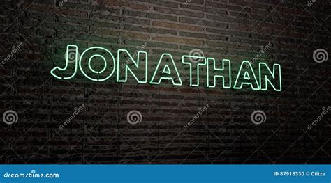 Jonathan Realistic Neon Sign On Brick Wall Background 3d Rendered