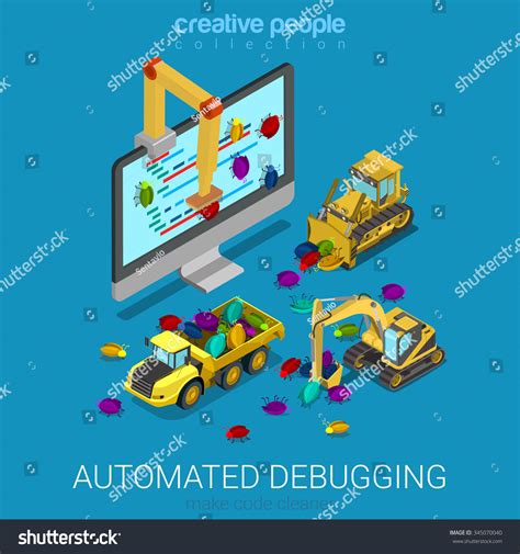 Automated Debugging Process Flat D Isometry Stock Vector Royalty Free Shutterstock