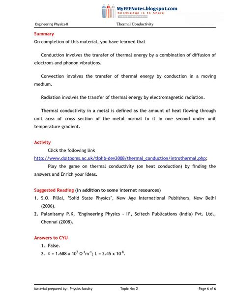 Engineering Physics Ii Unit 1 Thermal Conductivity Notes ~ Vidyarthiplus V Blog A Blog