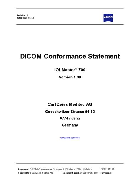 Dicom Conformance Statement Iolmaster 700 V1 90 V2 Pdf Computing
