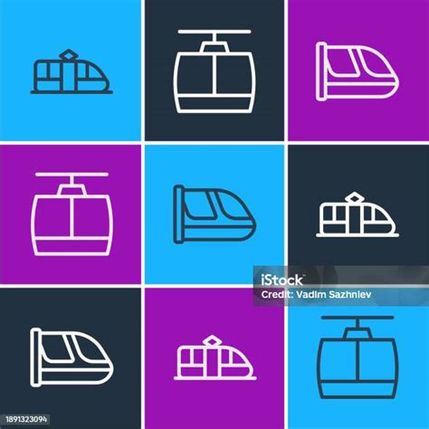 노선 트램 및 철도 기차 및 케이블카 아이콘을 설정합니다 벡터 고풍스런에 대한 스톡 벡터 아트 및 기타 이미지 고풍스런 공중 케이블 카 교육 강좌 Istock