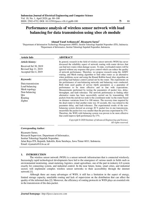 Pdf Performance Analysis Of Wireless Sensor Network With Load