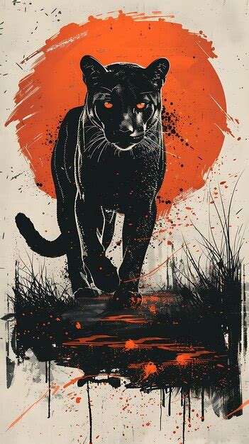Premium Photo Puma With Agile Pose And Deep Black And Fiery Orange