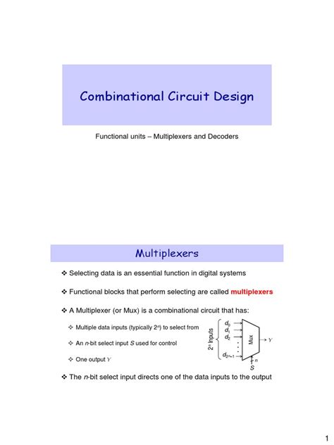 Combinational Circuit Design Multiplexers Pdf Electronics