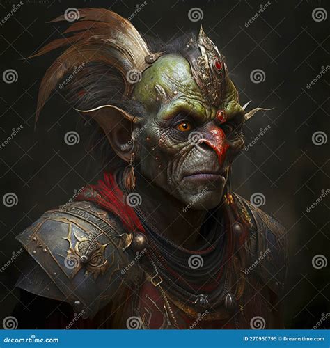 A Playful And Confident Goblin Warrior Dressed In Battle Worn Armor