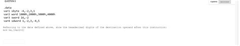 solved question 5 4 points save answer data vari sbyte