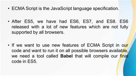 Babel Compiler Transforming Javascript For All Browserspptx