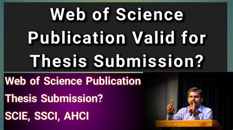 web of science publication valid for thesis submission milton joe youtube
