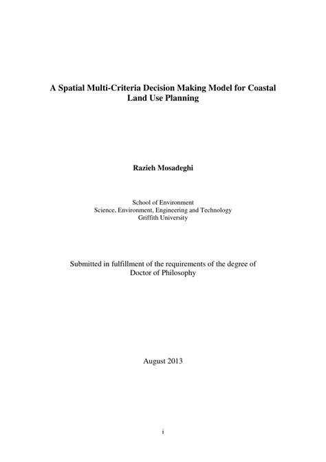 Pdf A Spatial Multi Criteria Decision Making Model For Coastal Land Use Planning